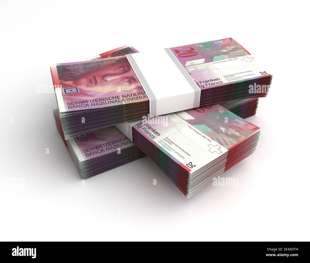 Stack of Swiss Franc (Isolated on white background Stock Photo - Alamy