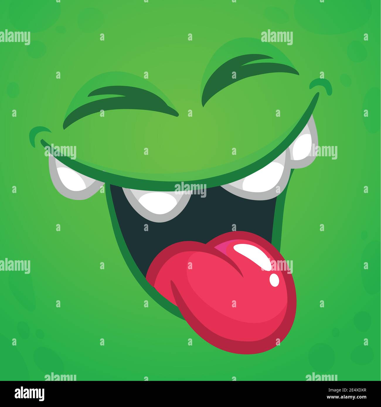 Funny cartoon monster face laughing. Vector Halloween monster square ...