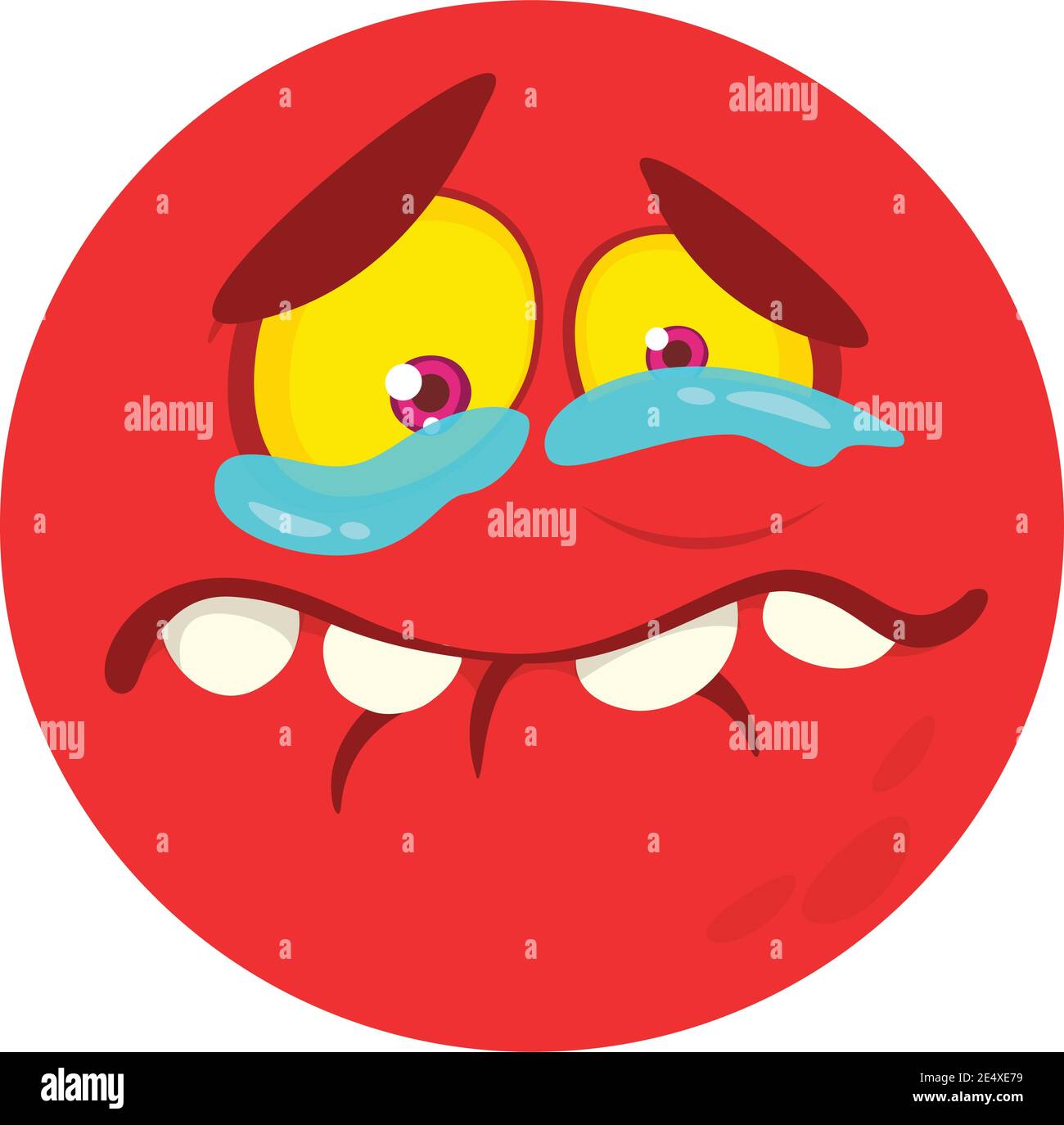Crying cartoon monster face. Vector Halloween monster round avatar ...