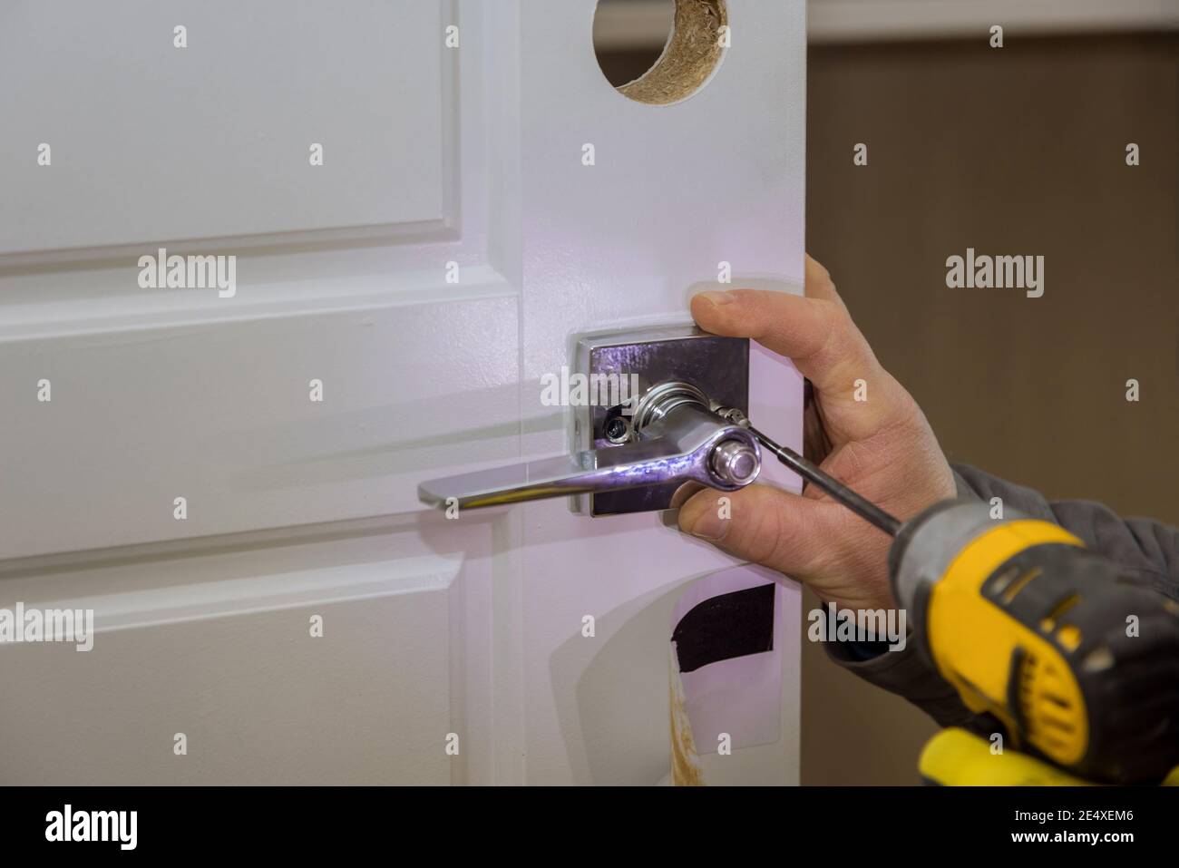 Installing security lock hi-res stock photography and images - Alamy