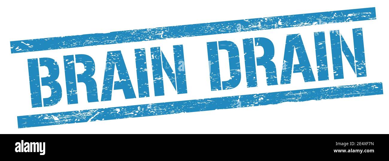 BRAIN DRAIN text on blue grungy rectangle stamp sign Stock Photo - Alamy