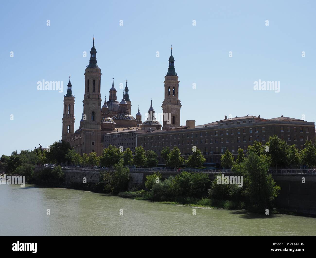 Great basilica of our lady of the Pillar in Saragossa city in Spain ...