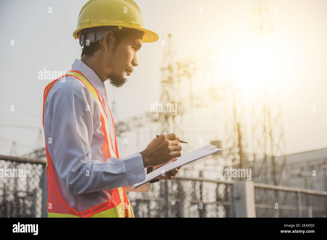 Engineer checking safety system in Power plant, High voltage plant ...