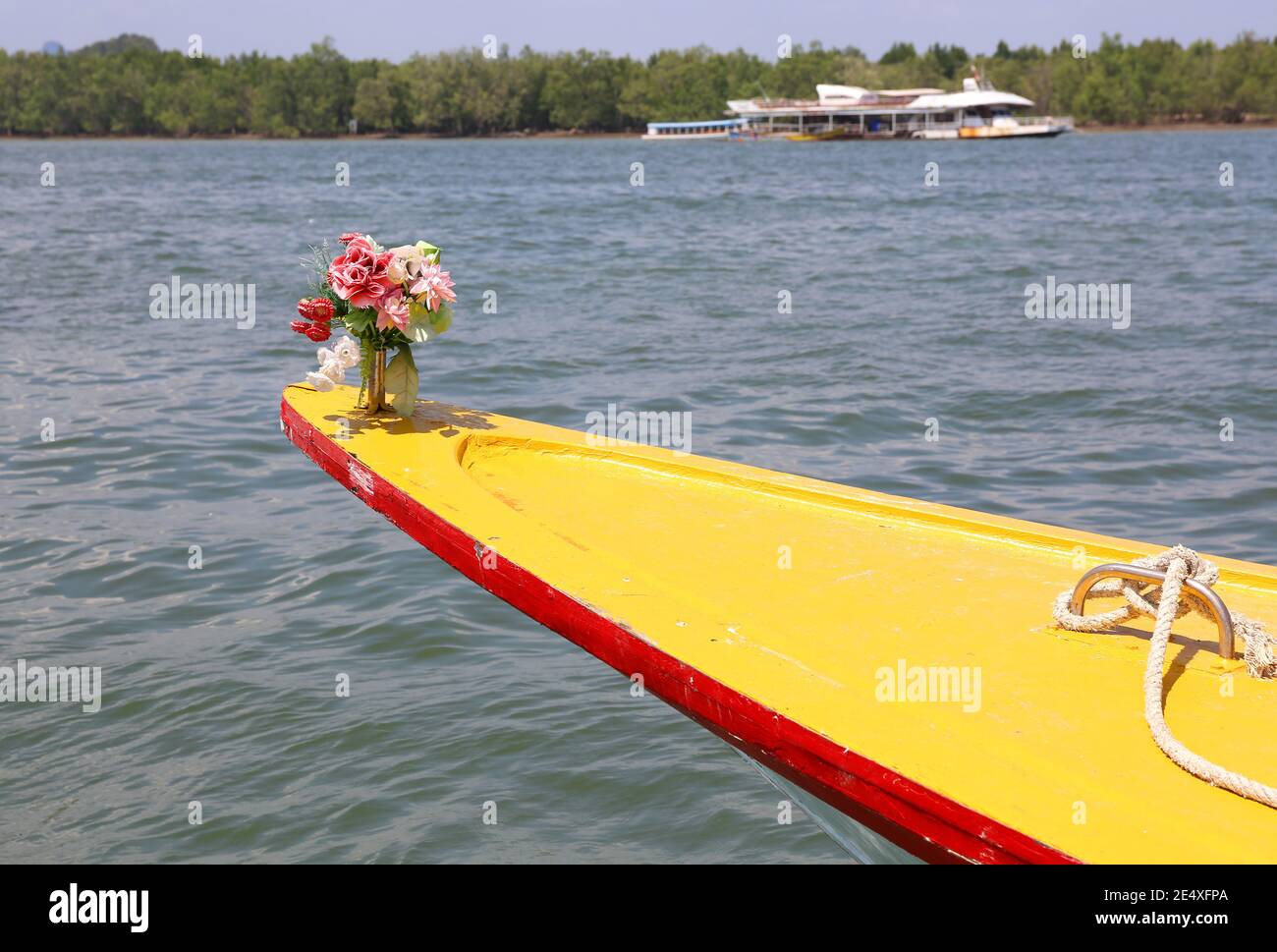 Front part of the Thai Traditional long tail boat in Panyi Island ...
