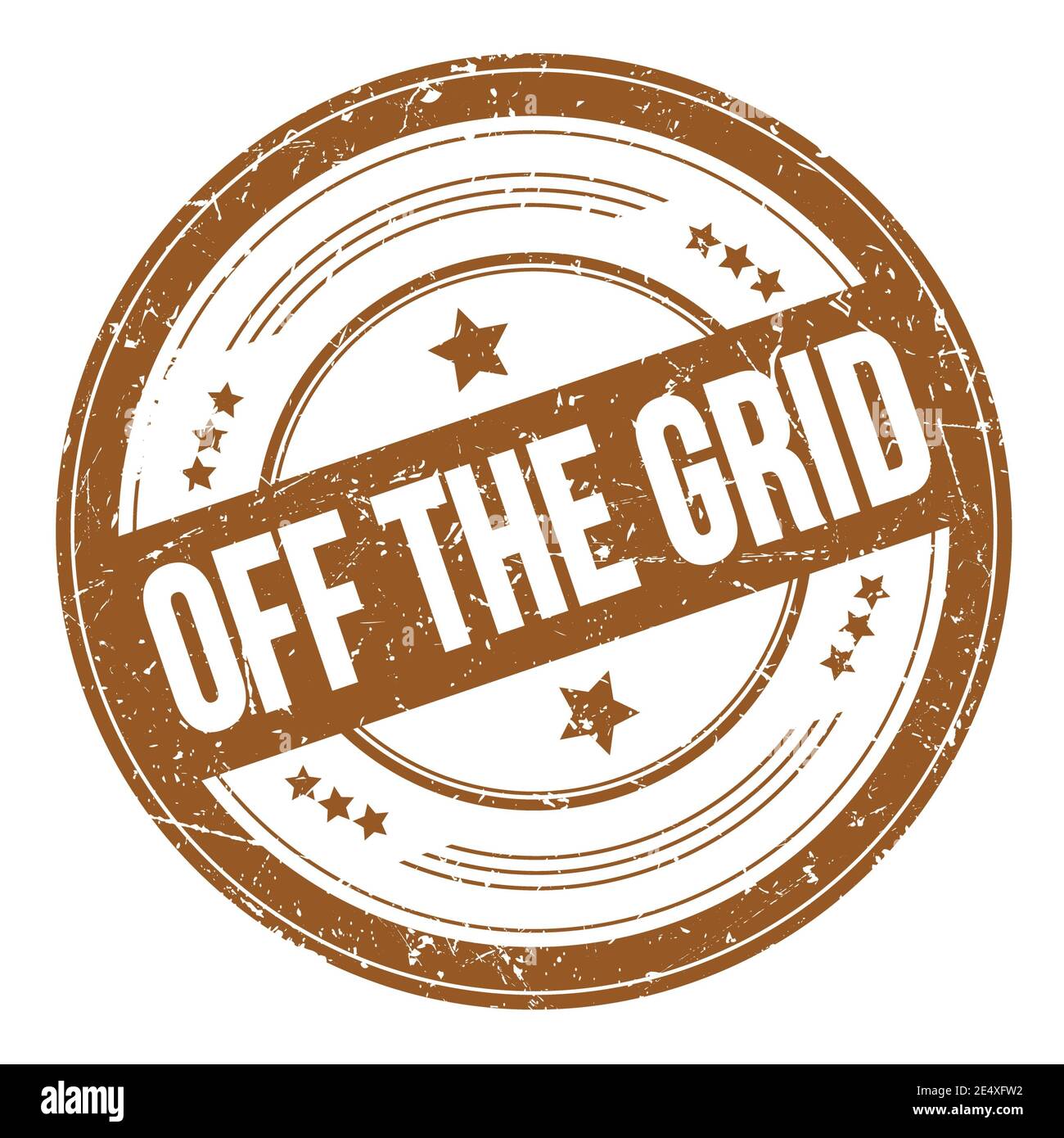 OFF THE GRID text on brown round grungy texture stamp Stock Photo - Alamy
