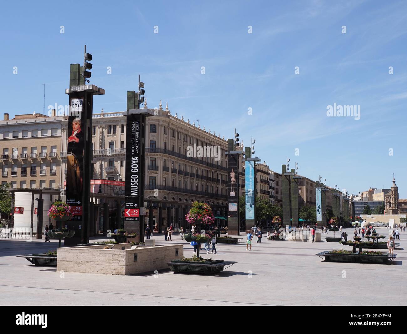 Famous main Plaza del Pilar square in Saragossa city in Spain Stock ...
