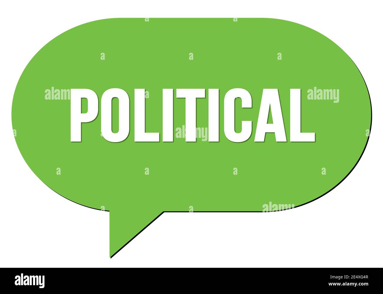 POLITICAL text written in a green speech bubble stamp Stock Photo - Alamy