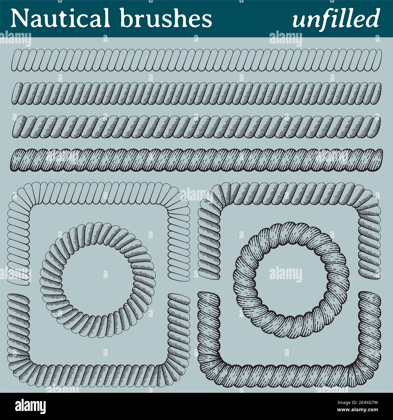 4 different brushes of nautical ropes with the interior without ...