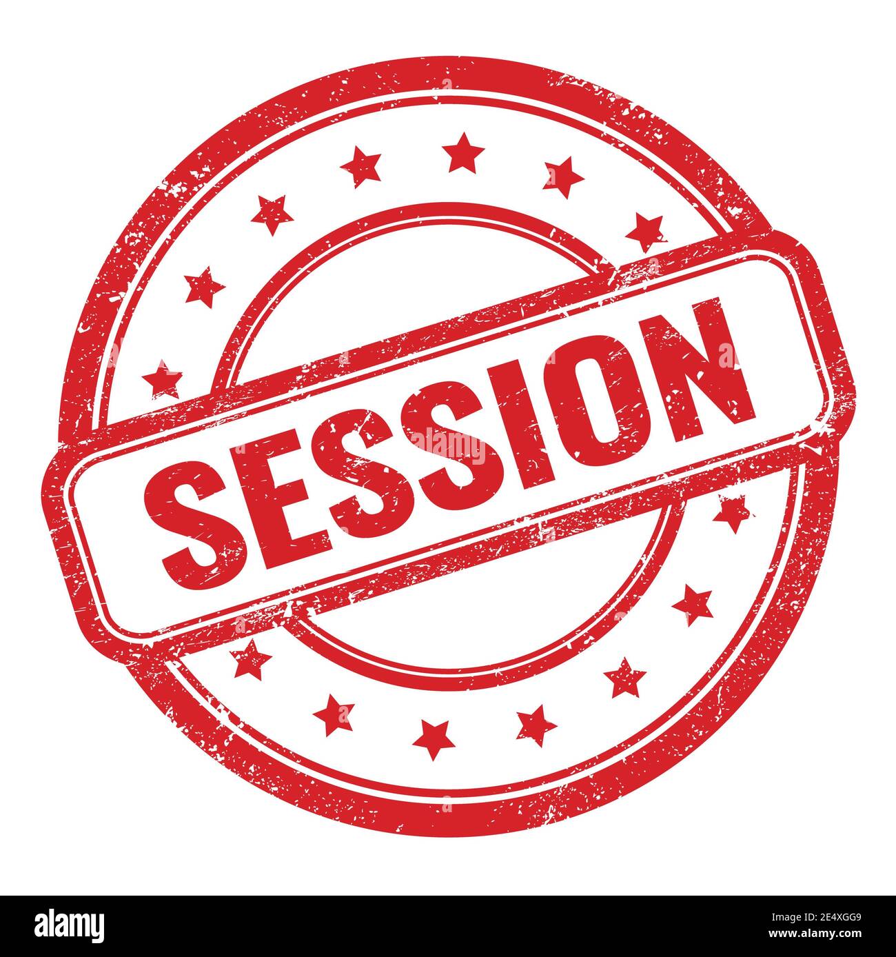 SESSION text on red grungy vintage round rubber stamp Stock Photo - Alamy