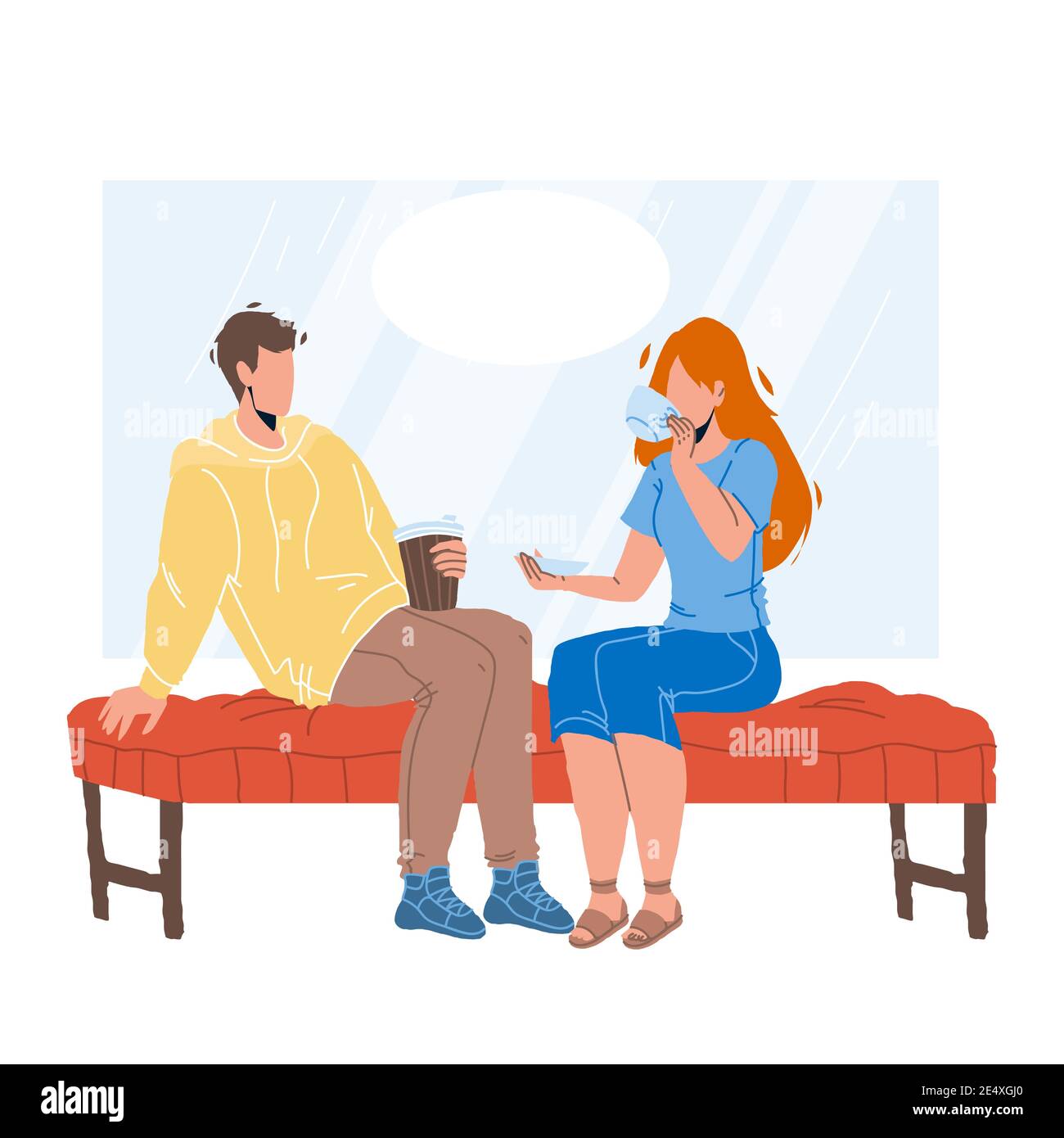 In Coffee House Customers Have Meeting Vector Stock Vector Image & Art ...