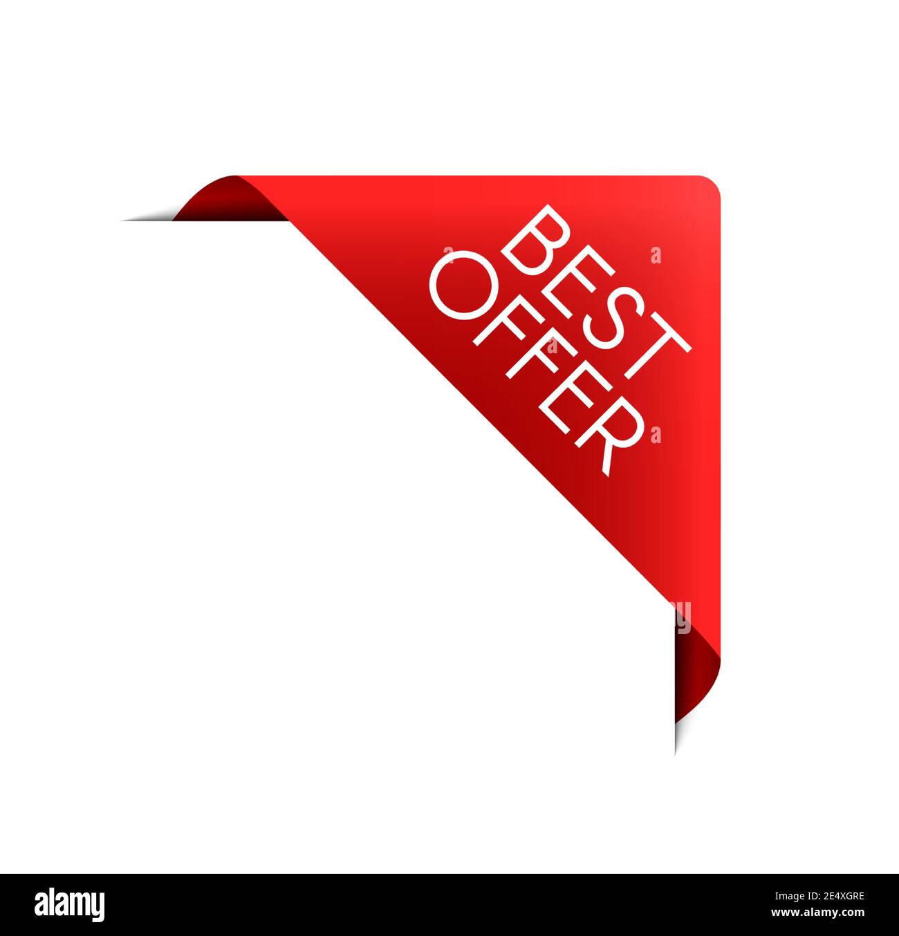 Best offer red ribbon. Vector sale label. Realistic 3D modern banner ...