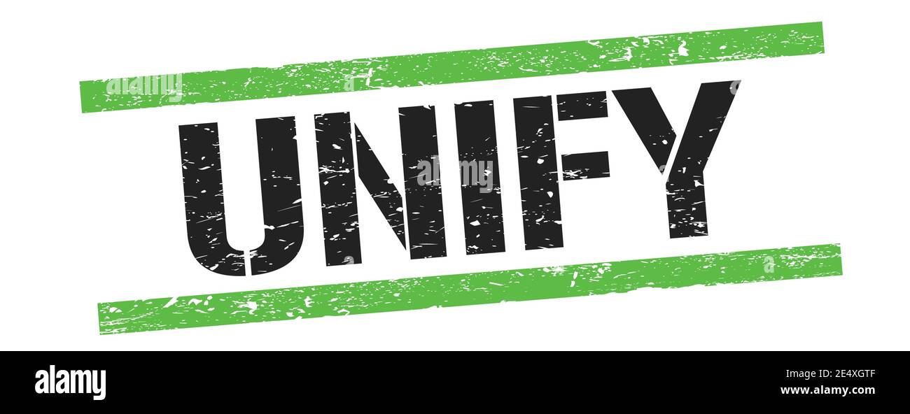 UNIFY text on black green grungy lines stamp sign Stock Photo - Alamy