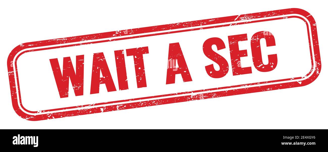 WAIT A SEC text on red grungy rectangle stamp Stock Photo - Alamy