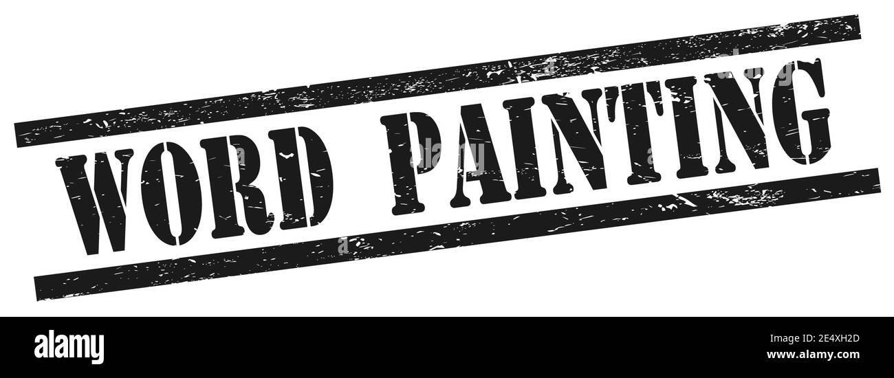 WORD PAINTING text on black grungy rectangle vintage stamp Stock Photo ...