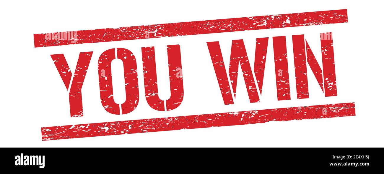 YOU WIN text on red grungy rectangle stamp sign Stock Photo - Alamy