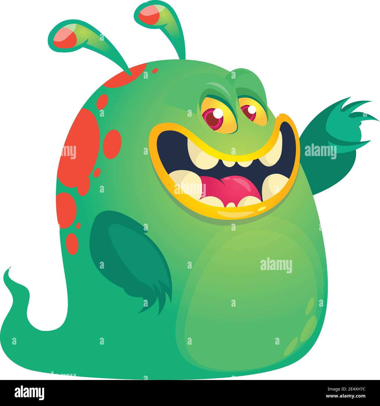 Funny cartoon monster character. Illustration of cute and happy alien ...