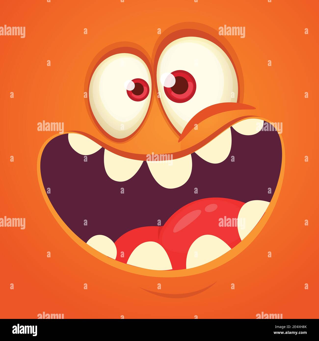 Funny cartoon monster face. Vector Halloween monster square avatar ...