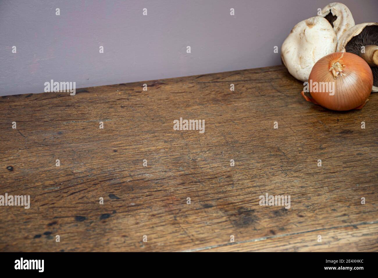 Traditional farmhouse table with ingredients wooden Stock Photo - Alamy