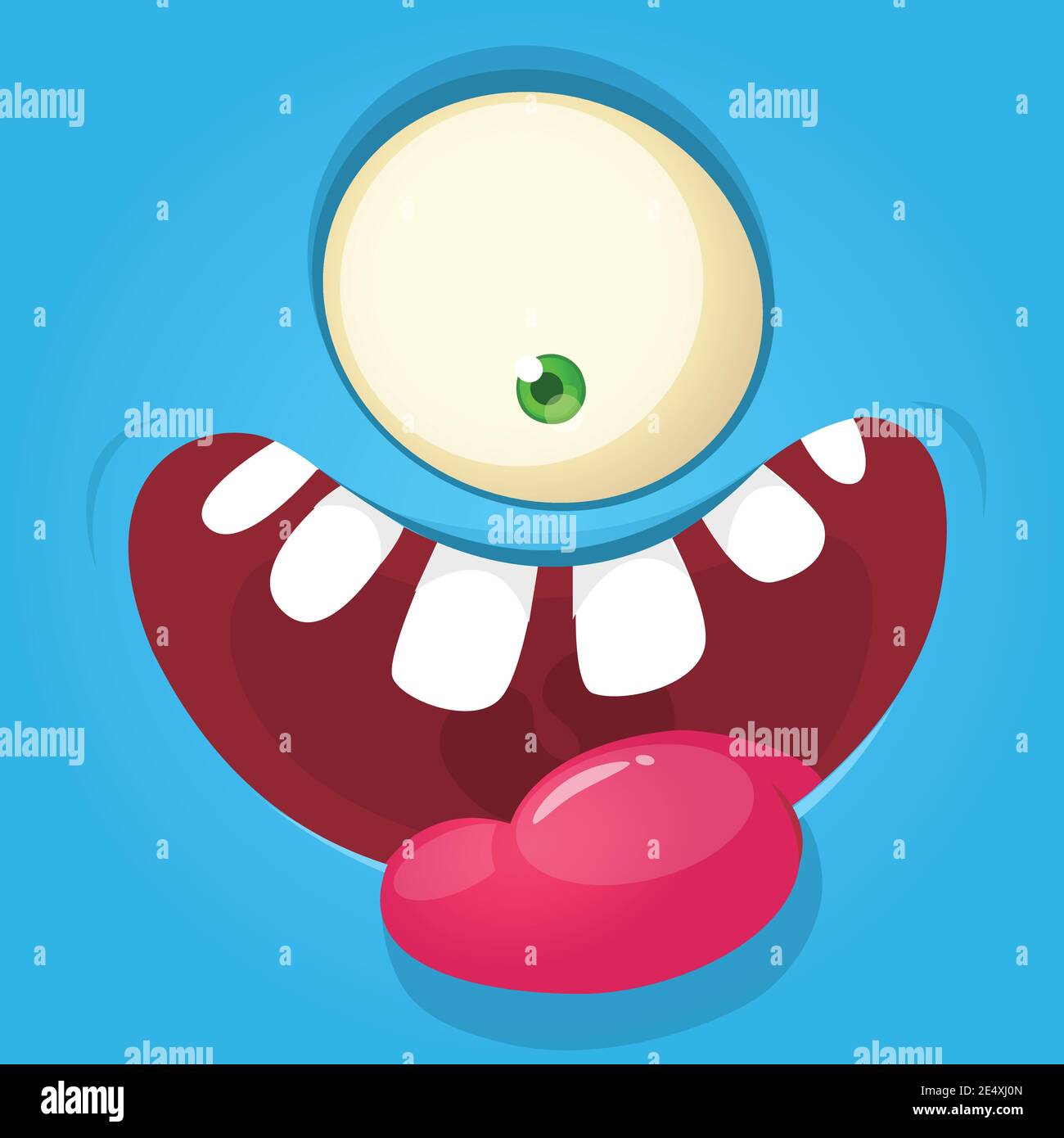 Funny cartoon monster face. Vector Halloween monster square avatar ...