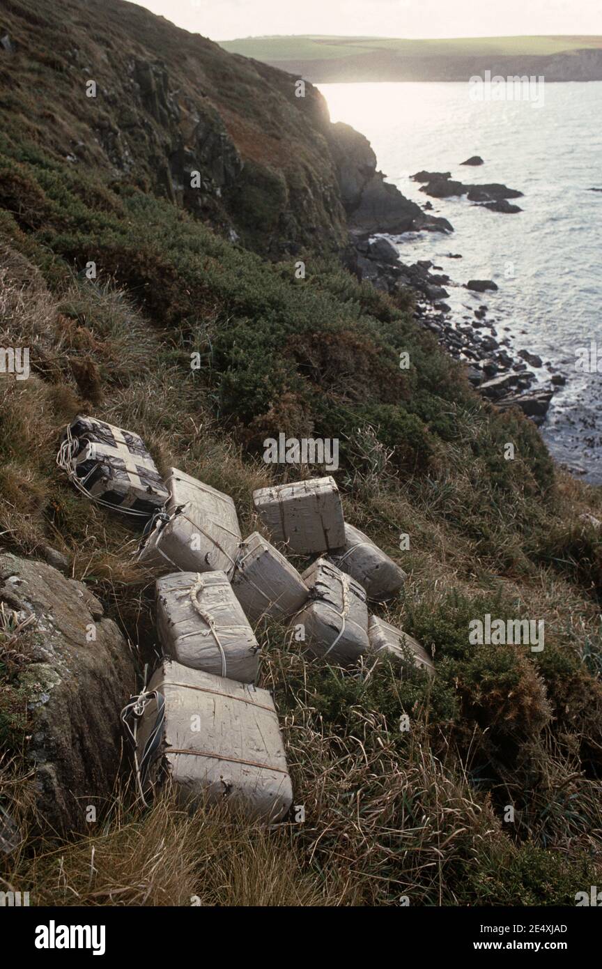 Bales of cannabis which had been dumped from a yacht being chased by ...