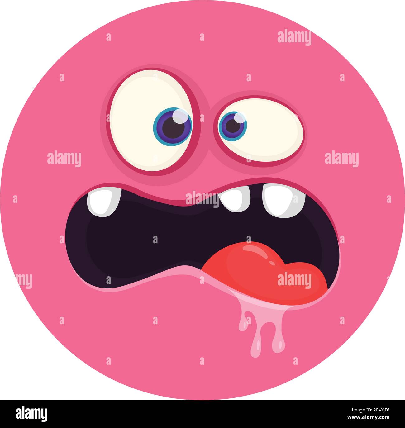 Angry cartoon monster face expression. Vector Halloween monster round ...