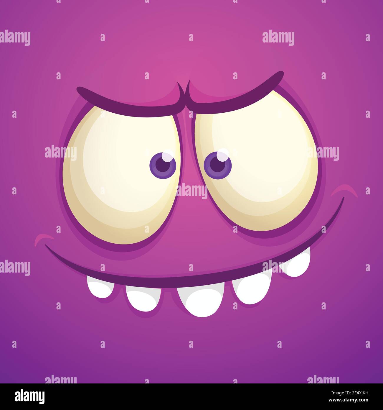 Angry cartoon monster face. Vector Halloween monster square avatar ...