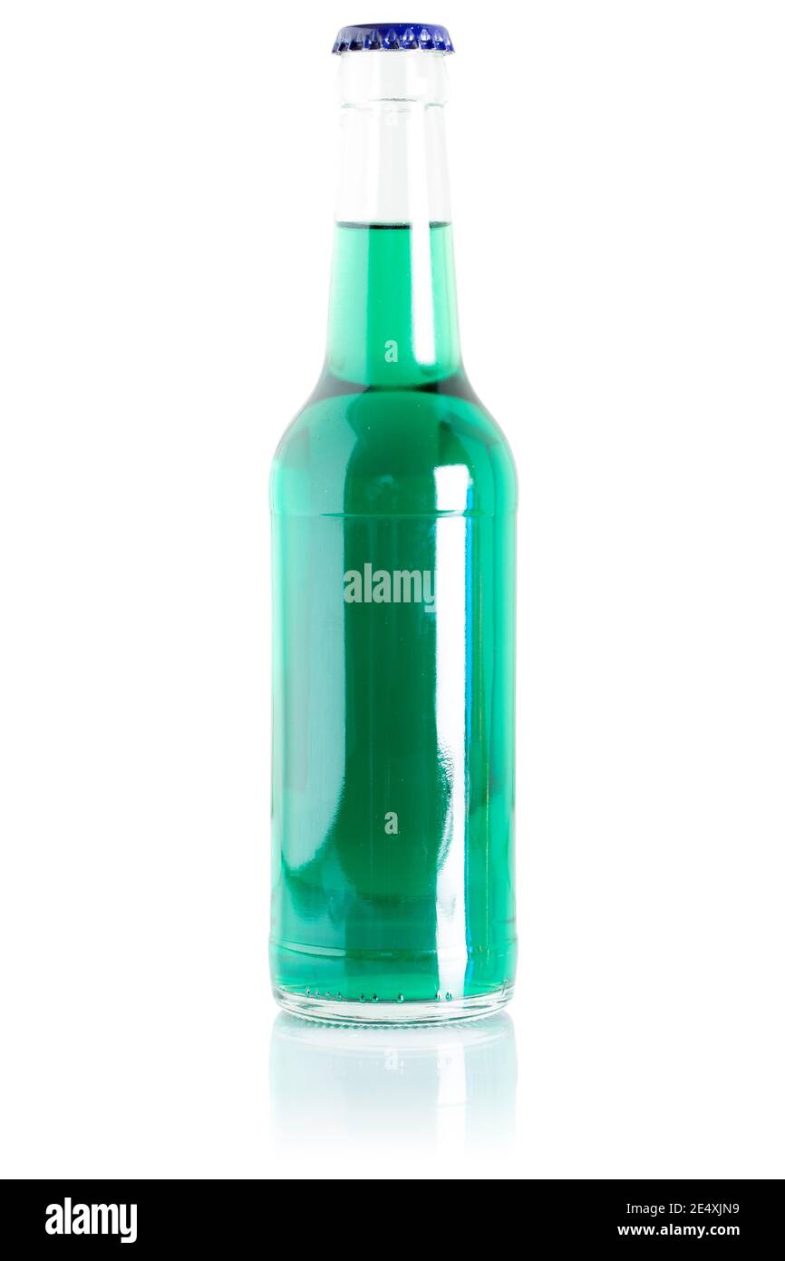 Green soda bottle lemonade soft drink beverage isolated on a white ...