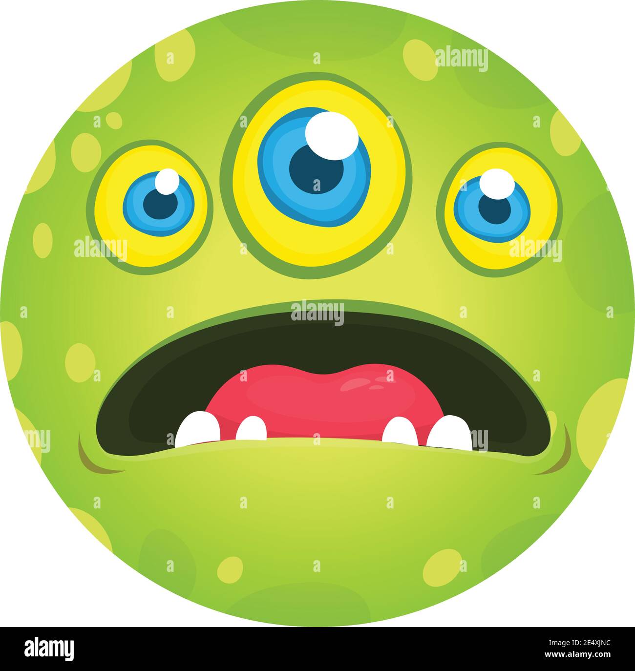 Funny cartoon monster face with three eyes. Vector Halloween monster ...