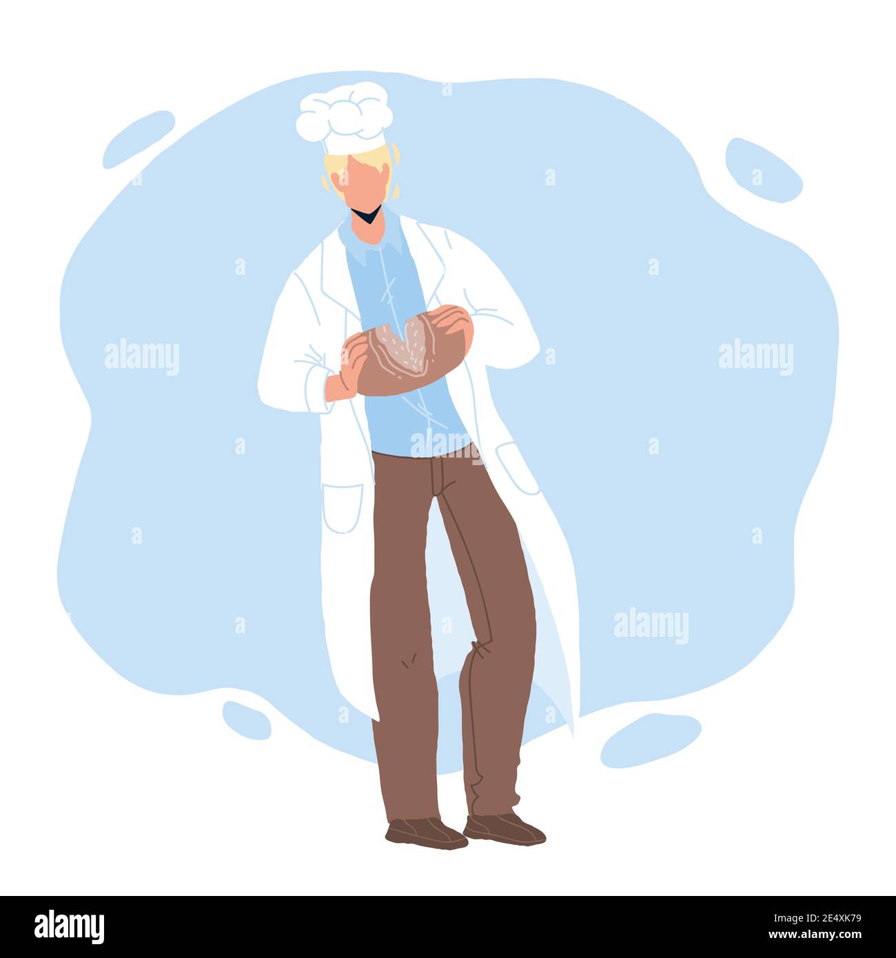 Baked Bread Breaking Bakehouse Worker Chef Vector Stock Vector Image ...