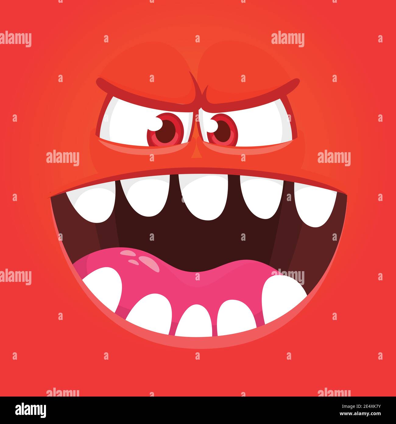 Funny cartoon monster face. Vector Halloween monster square avatar ...