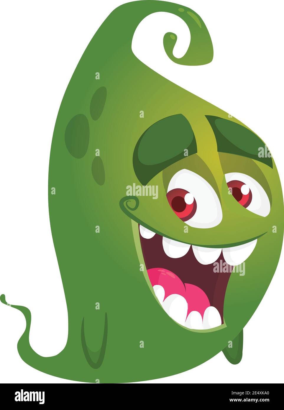 Happy green cartoon monster. Vector Halloween illustration Stock Vector ...