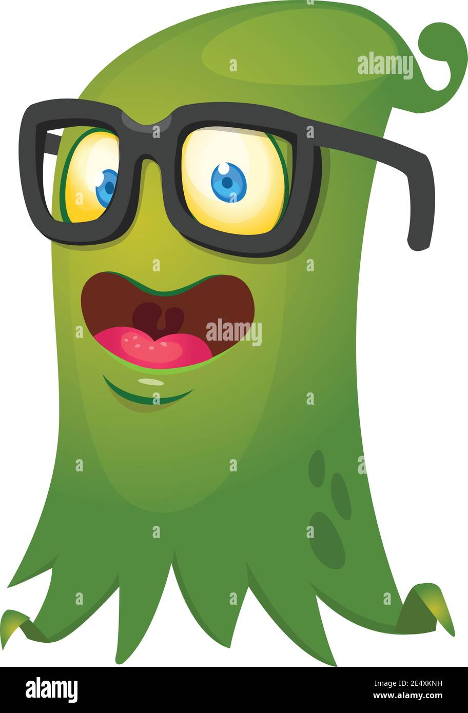 Cute cartoon green monster talking. Vector Halloween illustration Stock ...