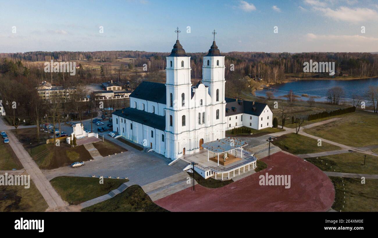 Aerial view of Aglona Roman Catholic Basilica of the Assumption of the ...