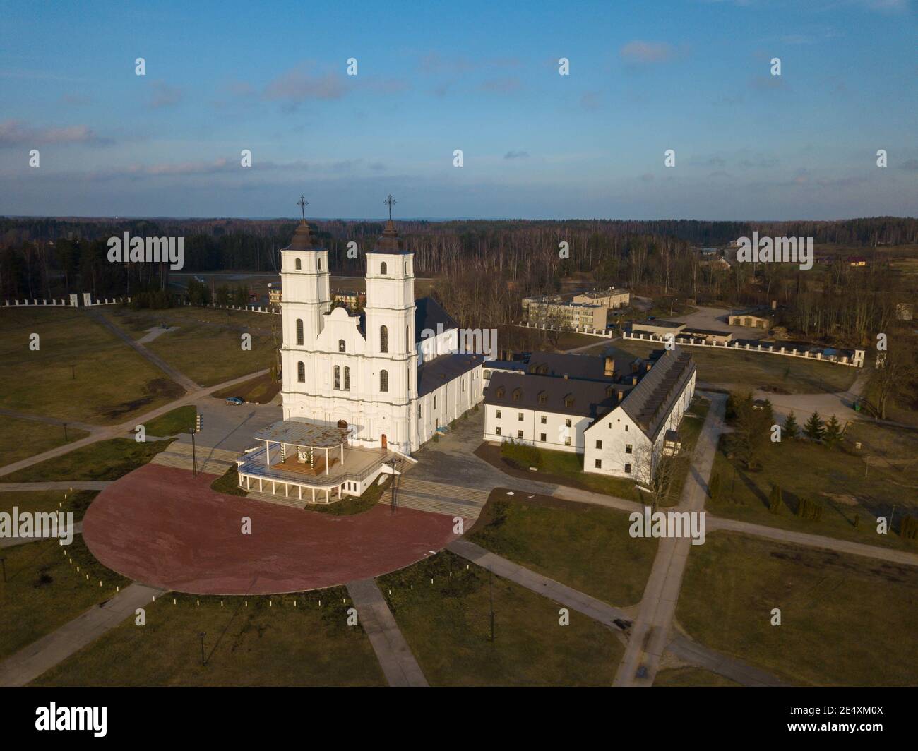 Top drone view of Aglona Roman Catholic Basilica of the Assumption of ...