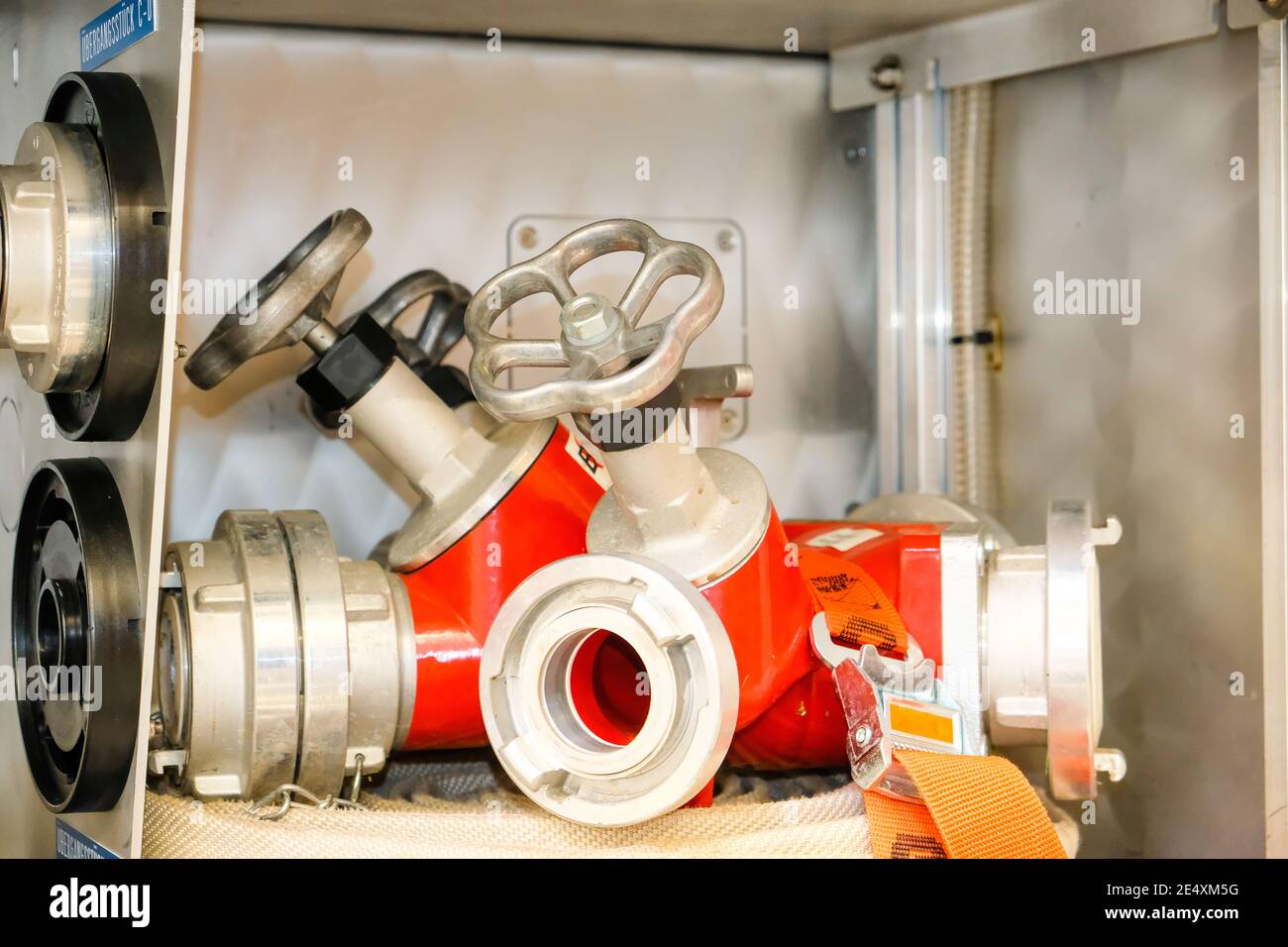 The equipment inside the rescue fire truck, fire engine Stock Photo - Alamy