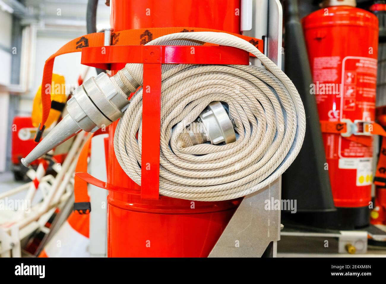 The equipment inside the rescue fire truck, fire engine Stock Photo - Alamy