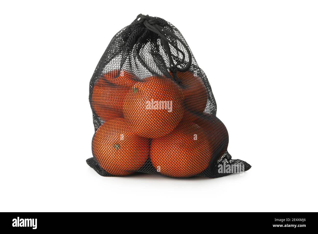 String bag with ripe mandarins isolated on white background Stock Photo ...