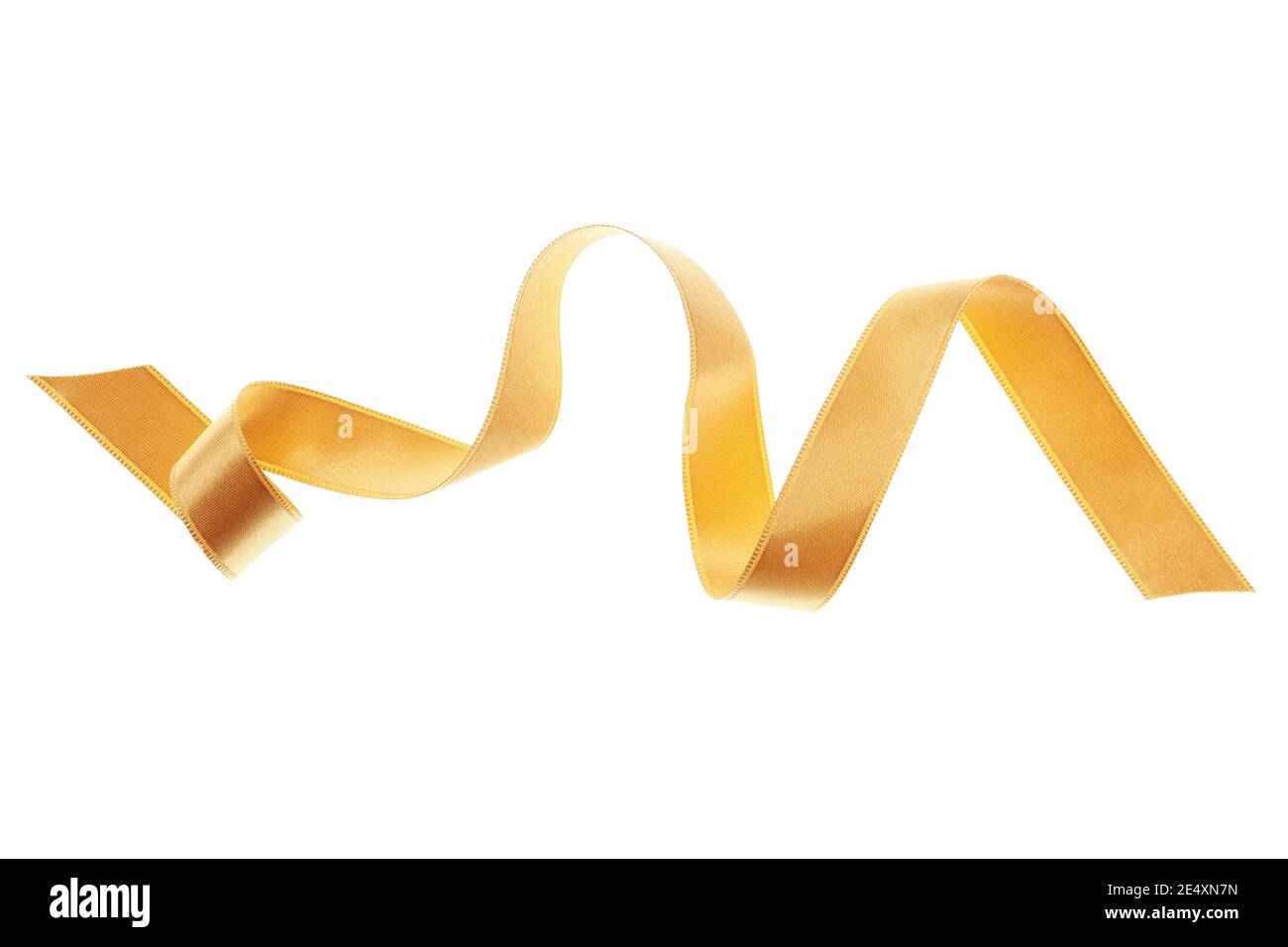 Gold curly ribbon isolated on white background Stock Photo - Alamy