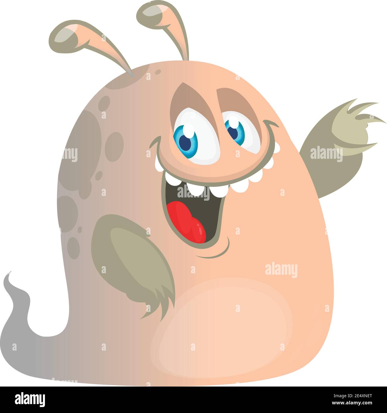 Happy cartoon fat ghost. Laughing monster face emotion. Halloween ...