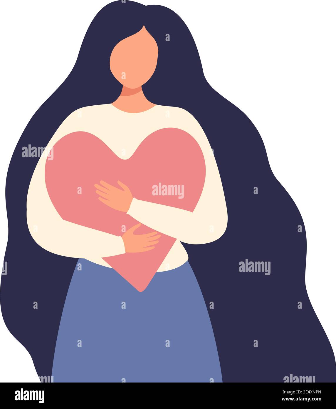 A woman hugs a heart Stock Vector Image & Art - Alamy