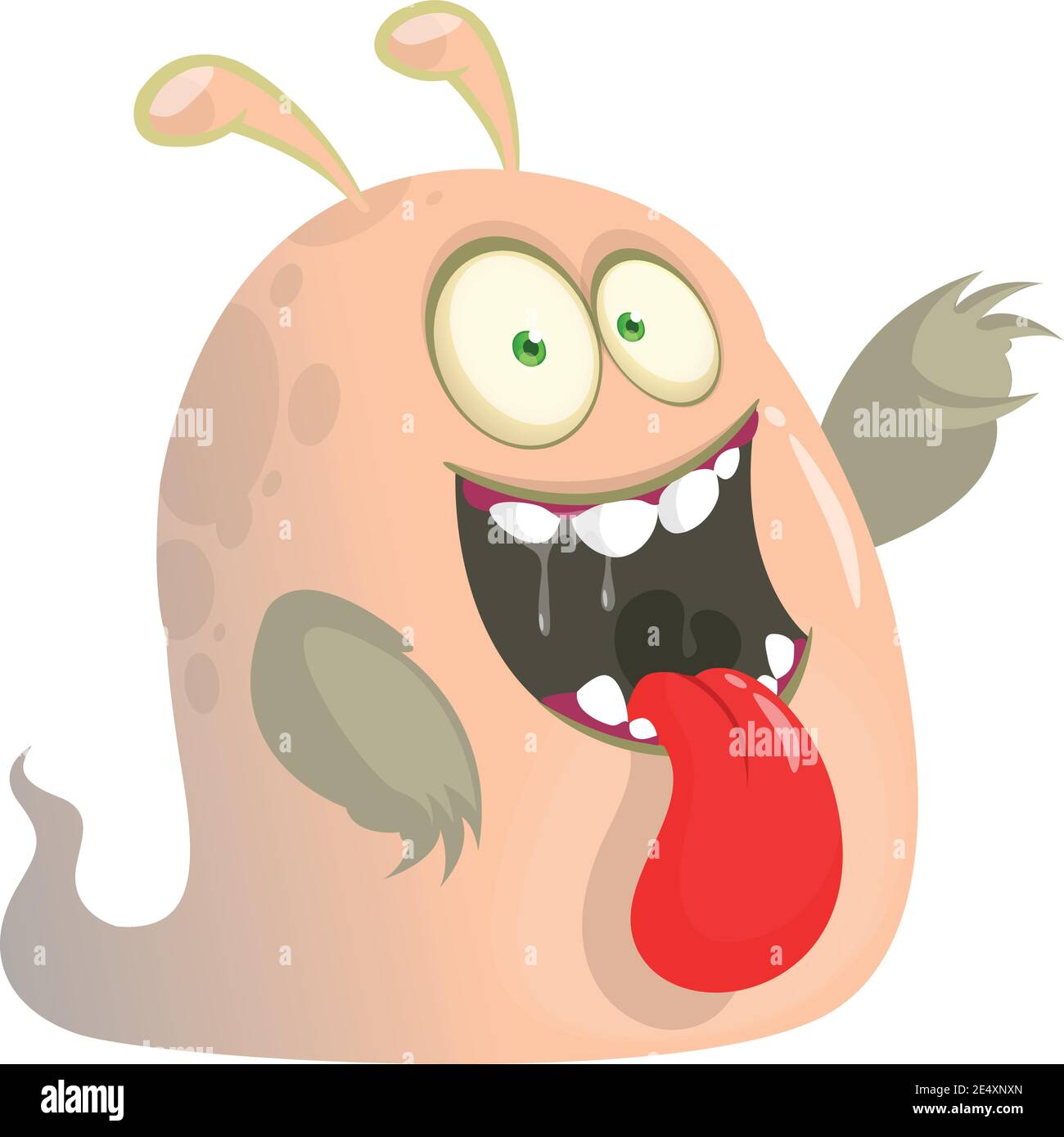 Happy cartoon fat ghost. Laughing monster face emotion. Halloween ...