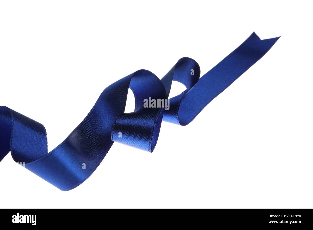 Blue curly ribbon isolated on white background Stock Photo - Alamy