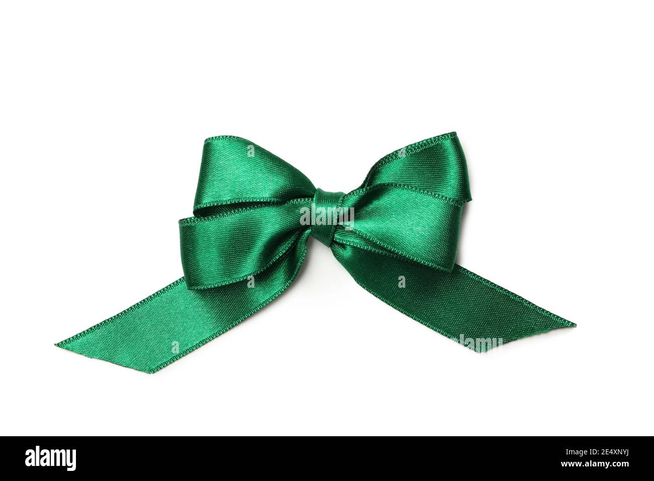 Green gift bow isolated on white background Stock Photo - Alamy