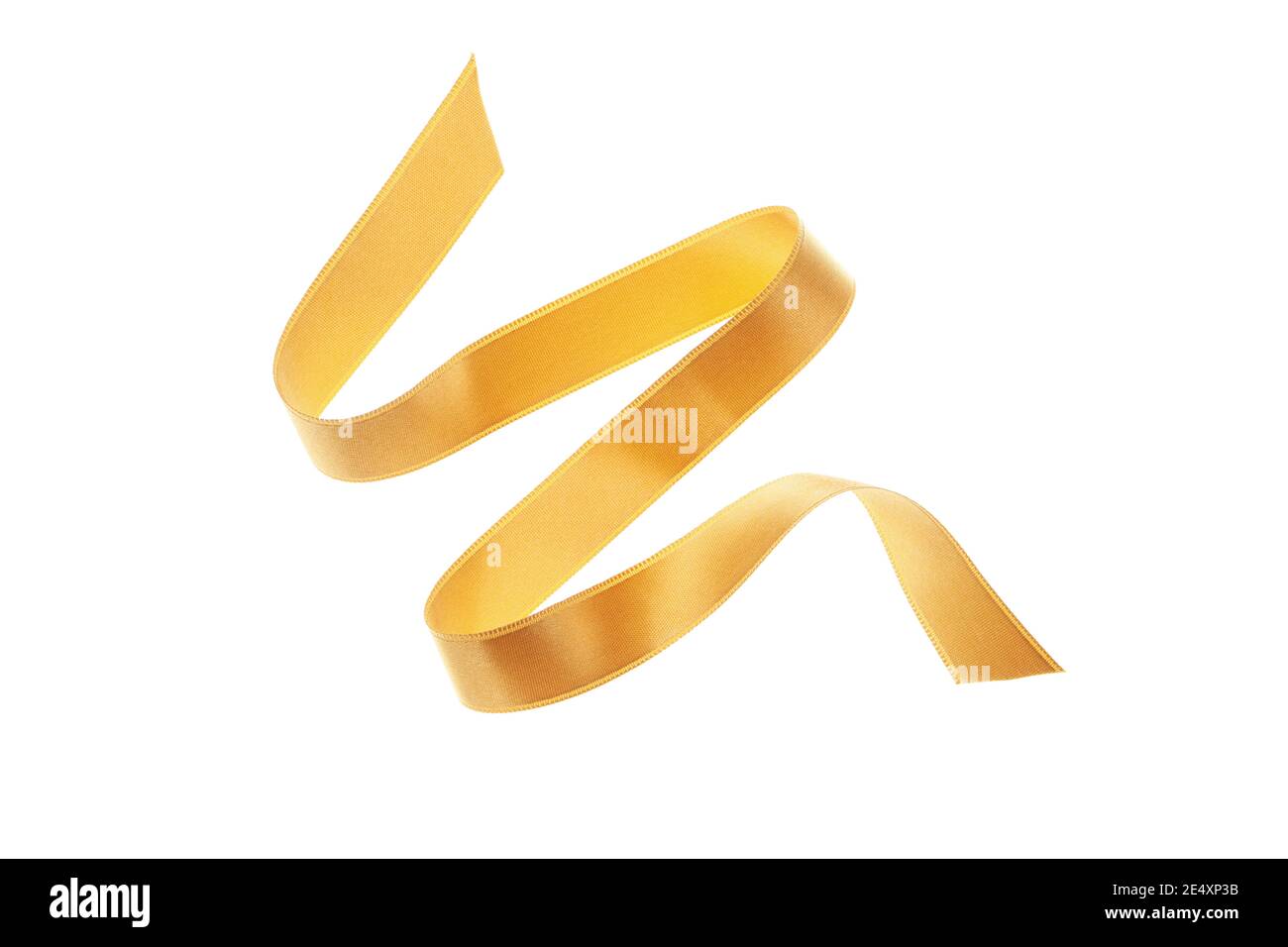 Gold curly ribbon isolated on white background Stock Photo - Alamy