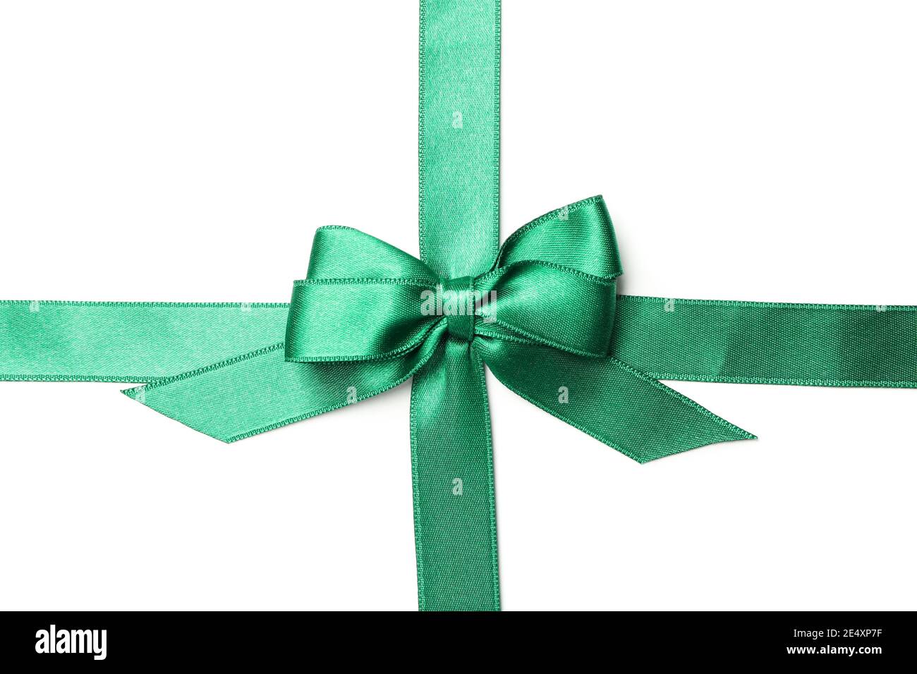 Green gift bow isolated on white background Stock Photo - Alamy