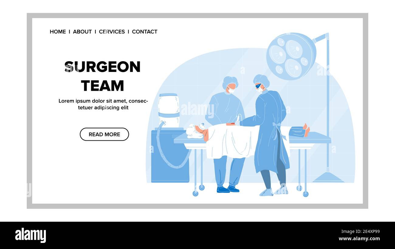 Surgeon Team Perform Surgical Operation Vector flat Stock Vector Image ...