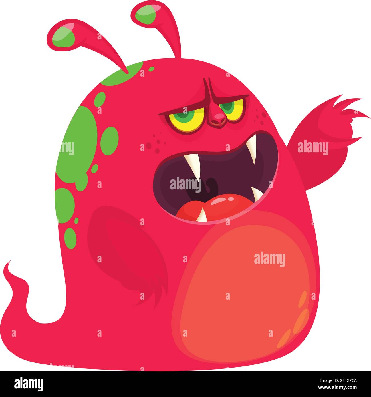Angry cartoon monster screaming. Yelling angry monster expression ...