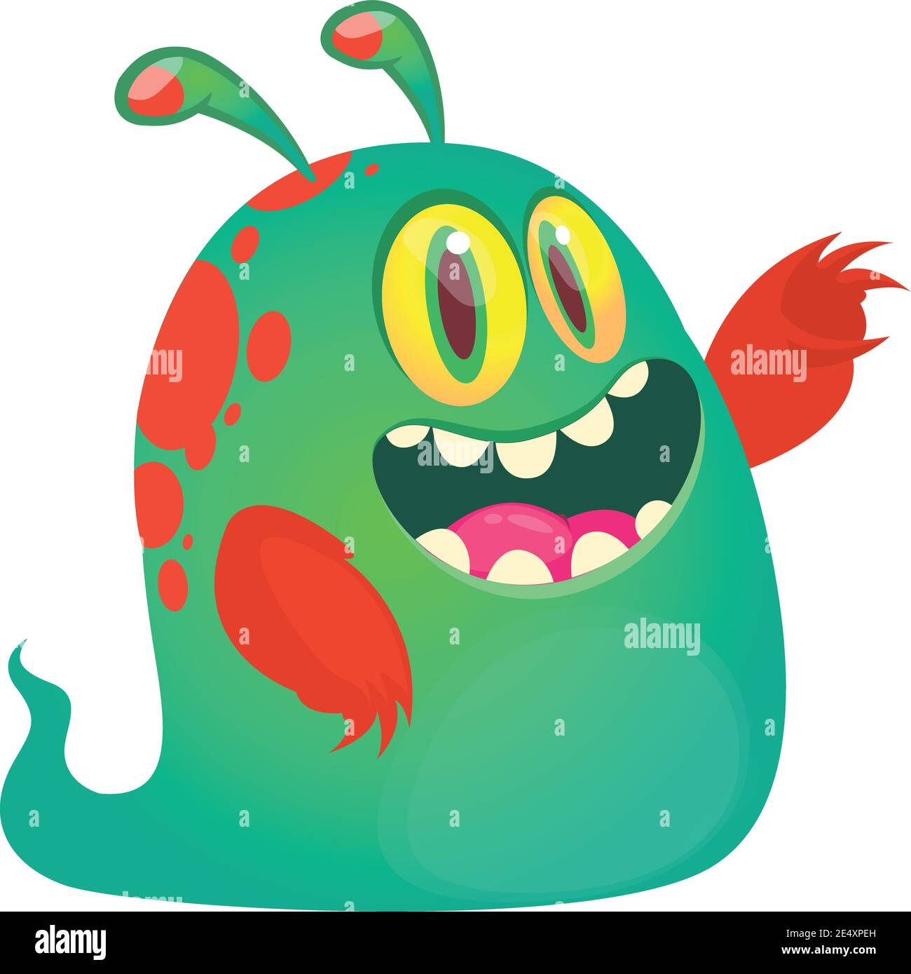 Happy cartoon monster. Laughing monster face emotion. Halloween vector ...