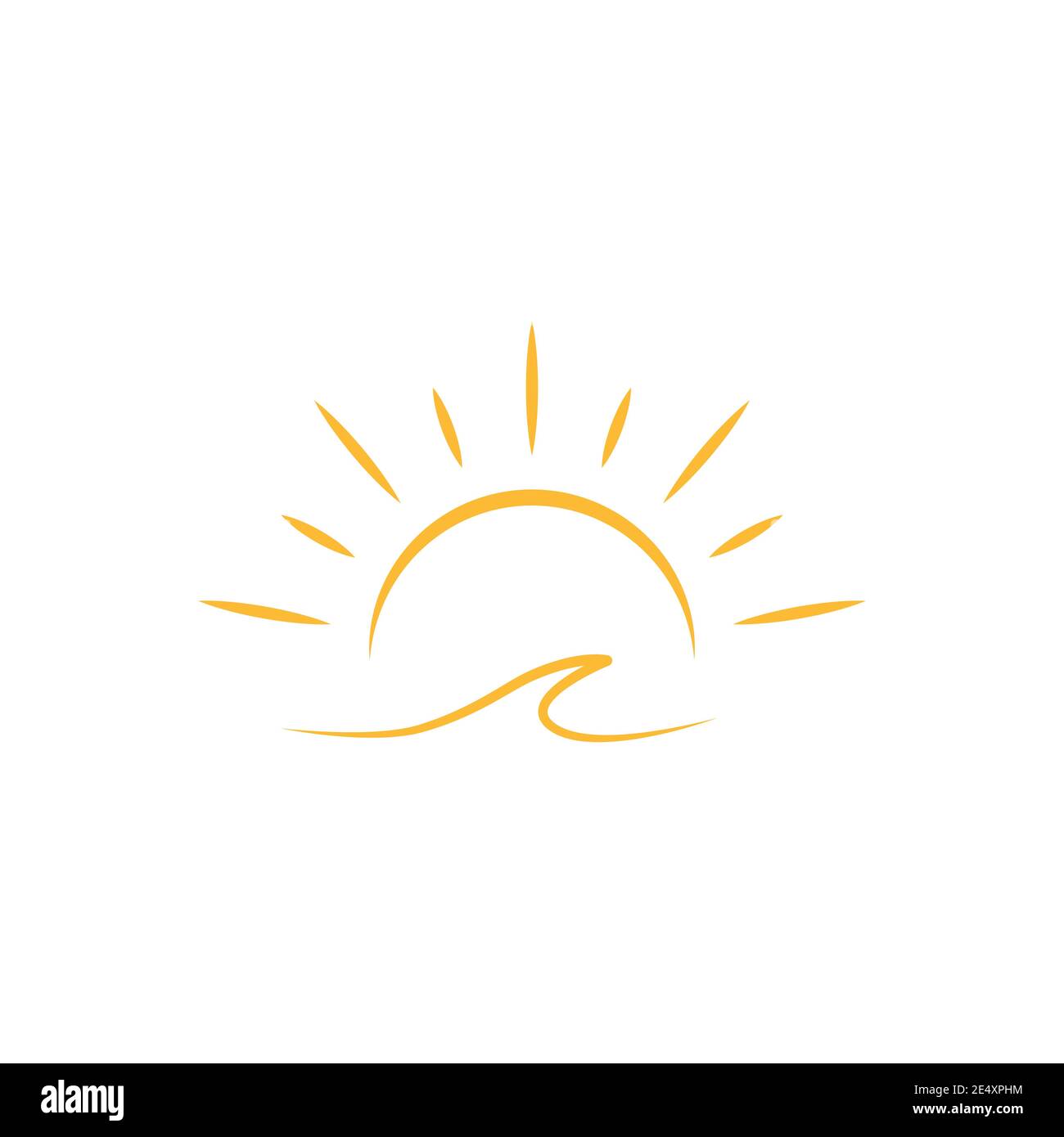 A half sun is setting downwards icon vector sunset concept for graphic ...