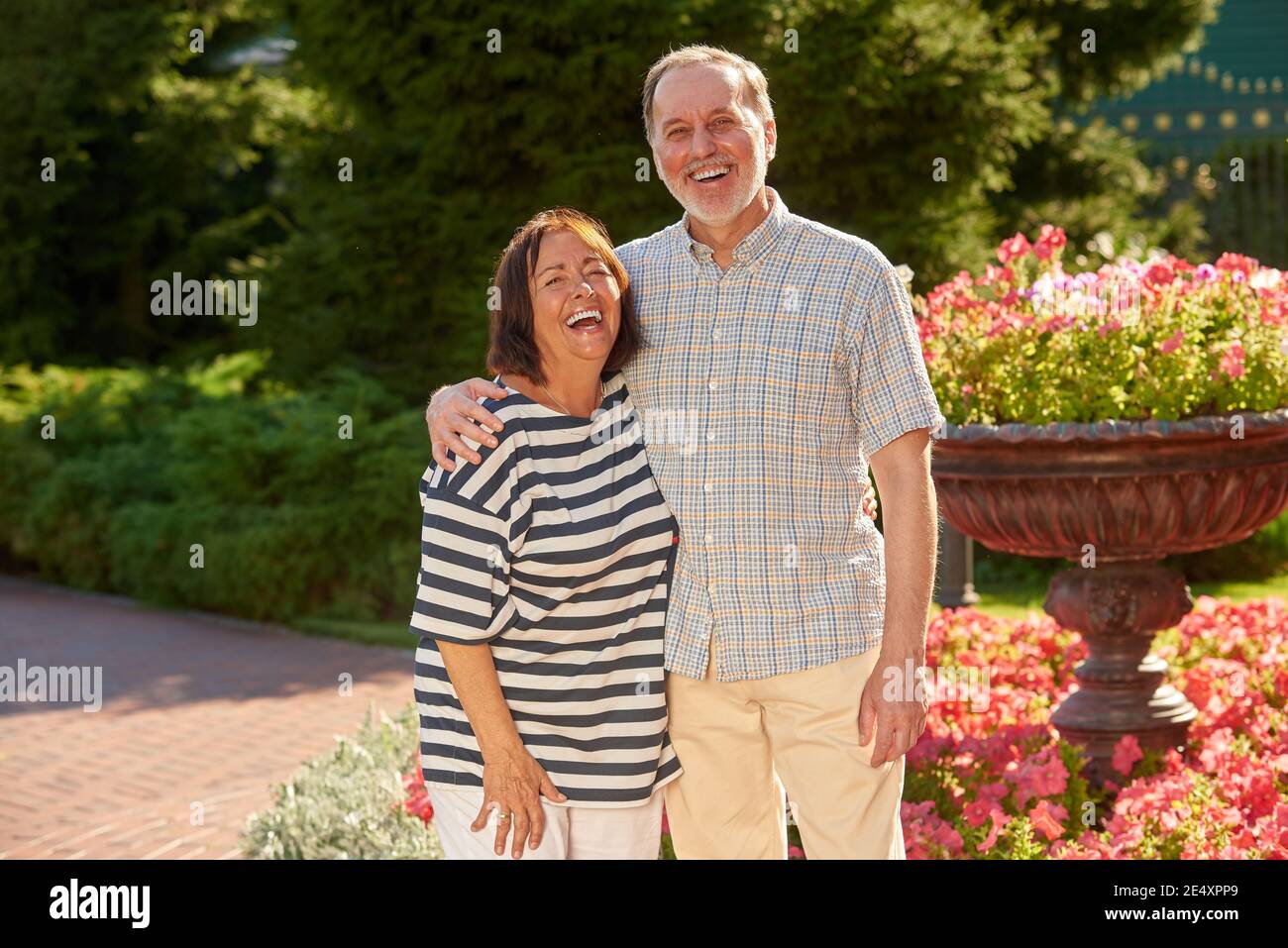 Grandparents portrait in the garden Stock Photo - Alamy